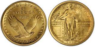 2016 – 100th Anniversary Gold Standing Liberty Quarter Oz Gold. SP70 ...