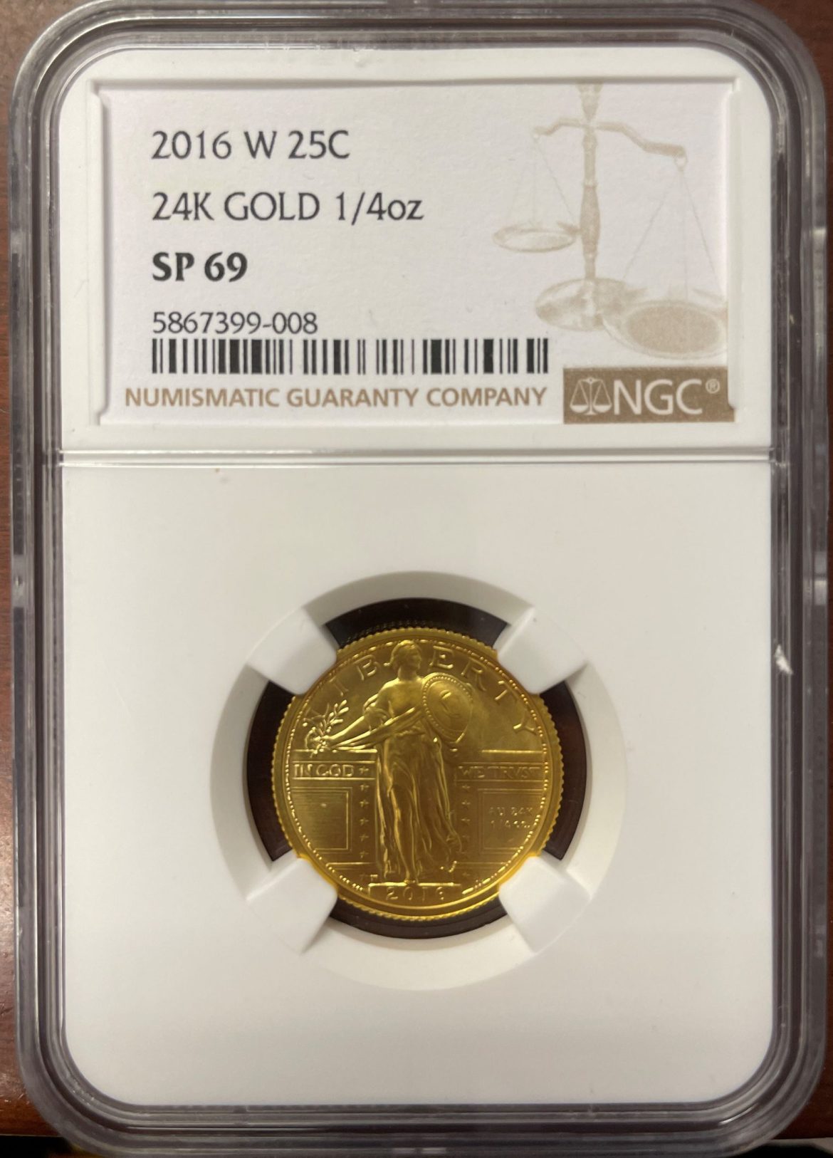 2016 – 100th Anniversary Gold Standing Liberty Quarter Oz Gold ...