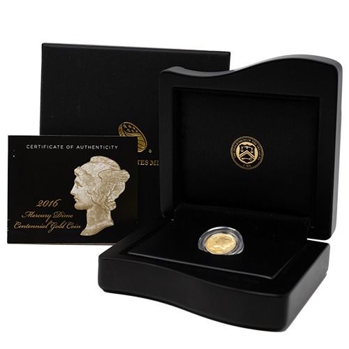 2016 1/10 oz Mercury Dime Centennial Gold Coin – Steinmetz Coins & Currency