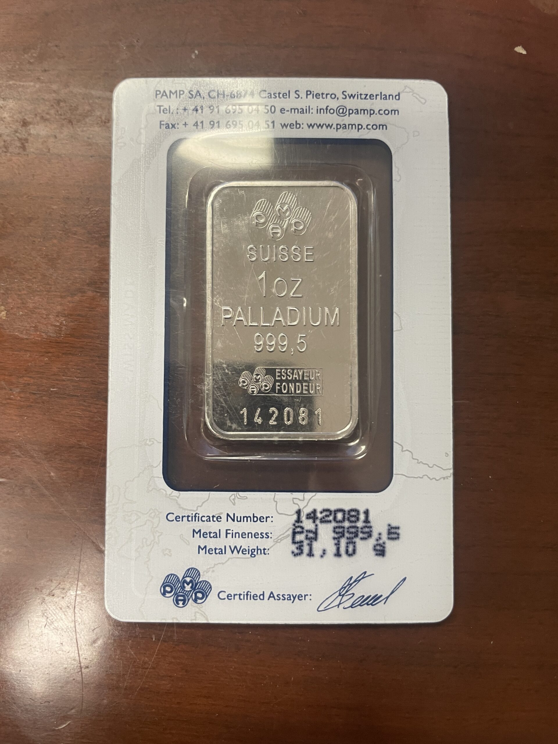Palladium 1 oz Bars – Steinmetz Coins & Currency