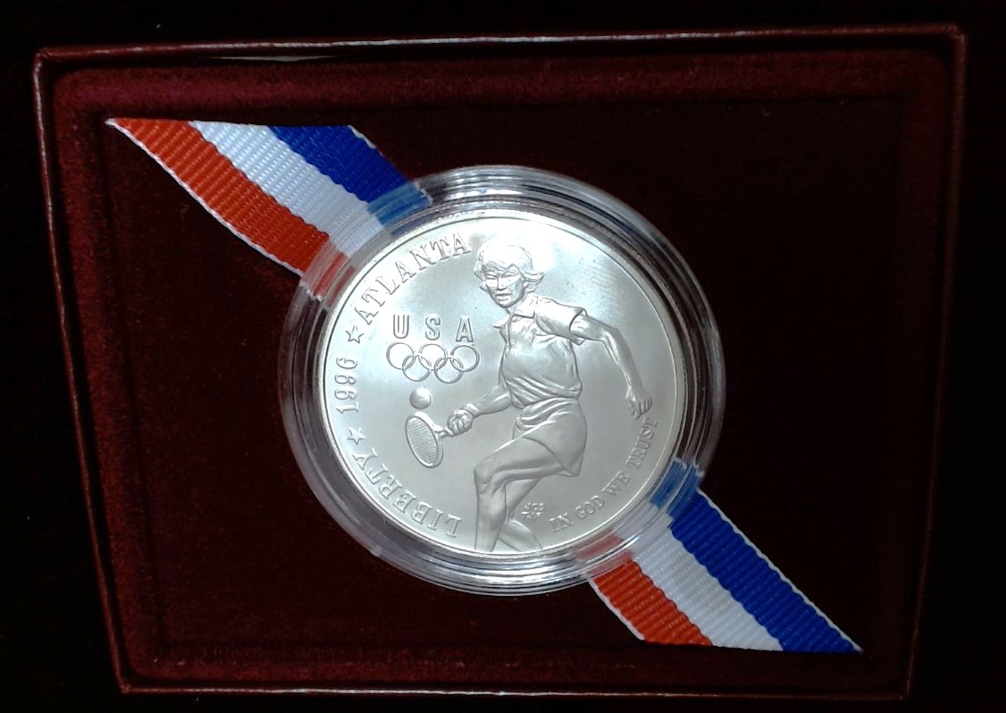 1996-D Atlanta Olympics Tennis UNC Silver Dollar – Steinmetz Coins ...