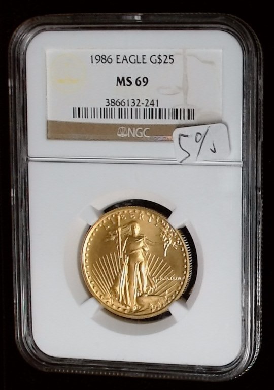 1986 1/2 oz Gold American Eagle MS69 NGC – Steinmetz Coins & Currency