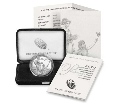 US Mint 2020 PLATINUM 1oz Proof Coin Preamble to the Declaration of ...