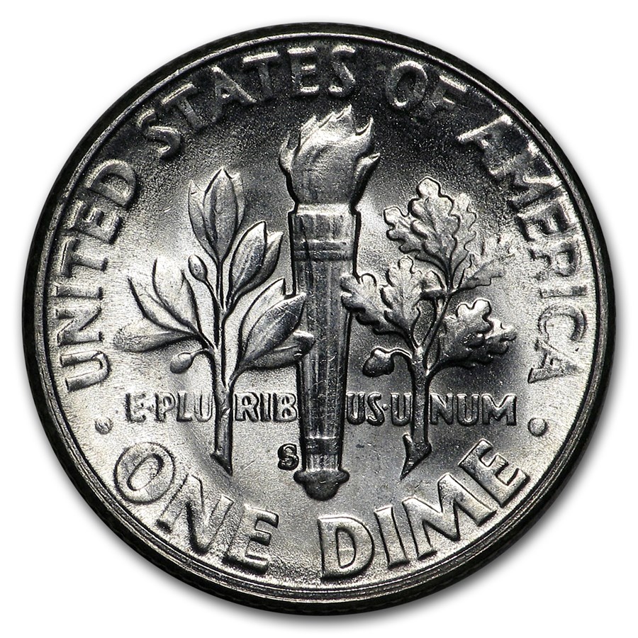 1955 S BU Silver Dime Roll – Steinmetz Coins & Currency