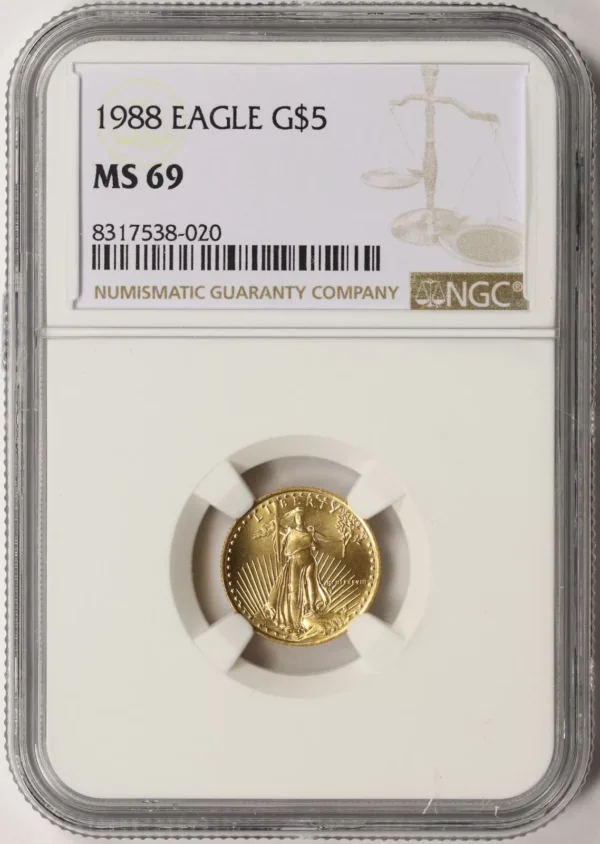 1988 $5 Gold 1/10 oz American Eagle NGC MS68 – Steinmetz Coins & Currency