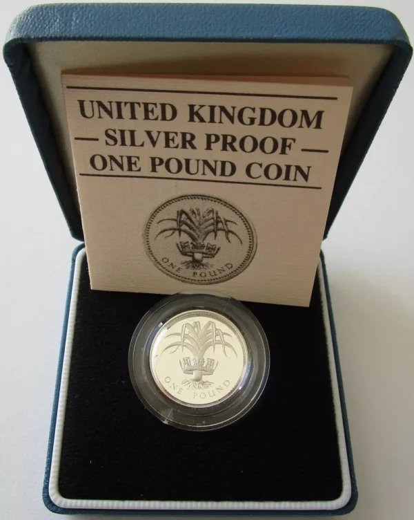 1985 Wales Welsh Leek One Pound Silver Proof Coin – Steinmetz Coins ...