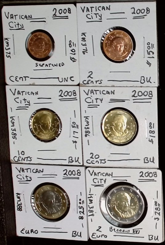 2008 Vatican City BU Euro Coin Lot – Steinmetz Coins & Currency