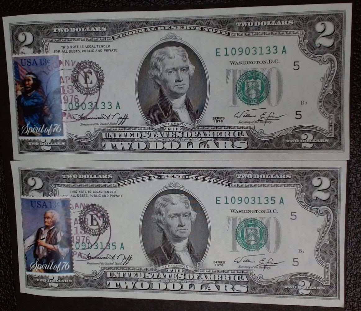 1976 $2 Dollar Bill First Day Issue Stamped – Uncirculated – Steinmetz ...