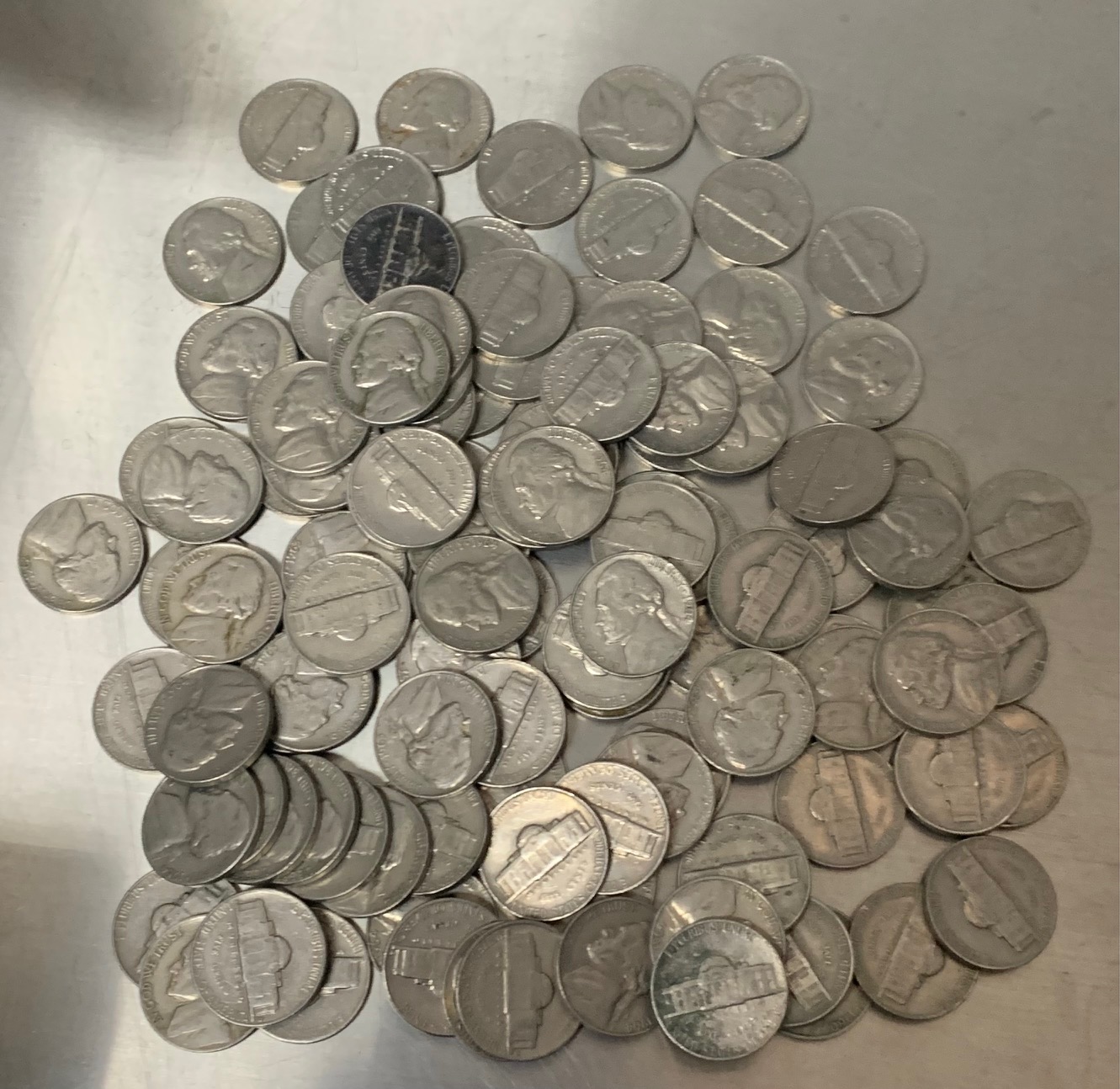 Random Mixed Lot Of 1950’s – 1960’s Jefferson Nickels in Vintage Cloth ...