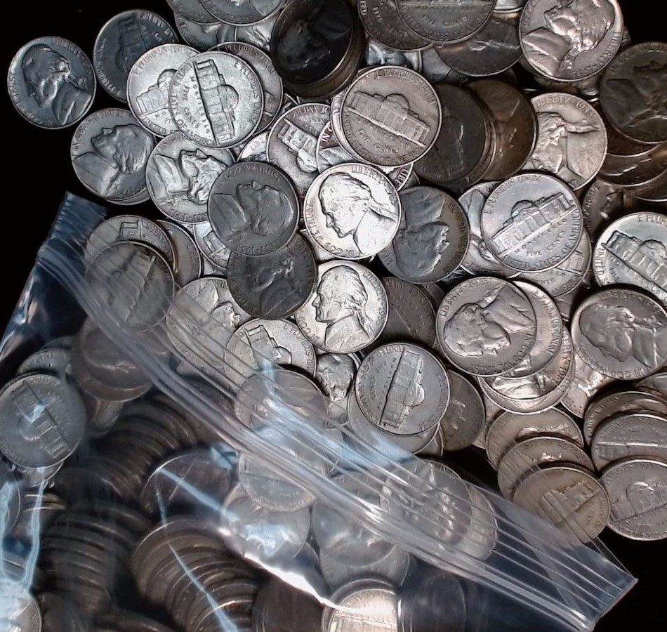 UNSORTED 1938-1960’s Nickels – Lot Of 500 – Steinmetz Coins & Currency