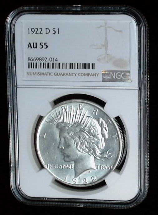 1922 D Peace Dollar AU55 NGC – Steinmetz Coins & Currency