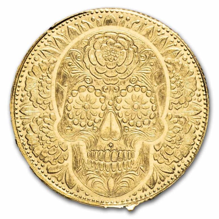 1/200 oz Gold Round: Day of the Dead Rose Skull – Steinmetz Coins ...