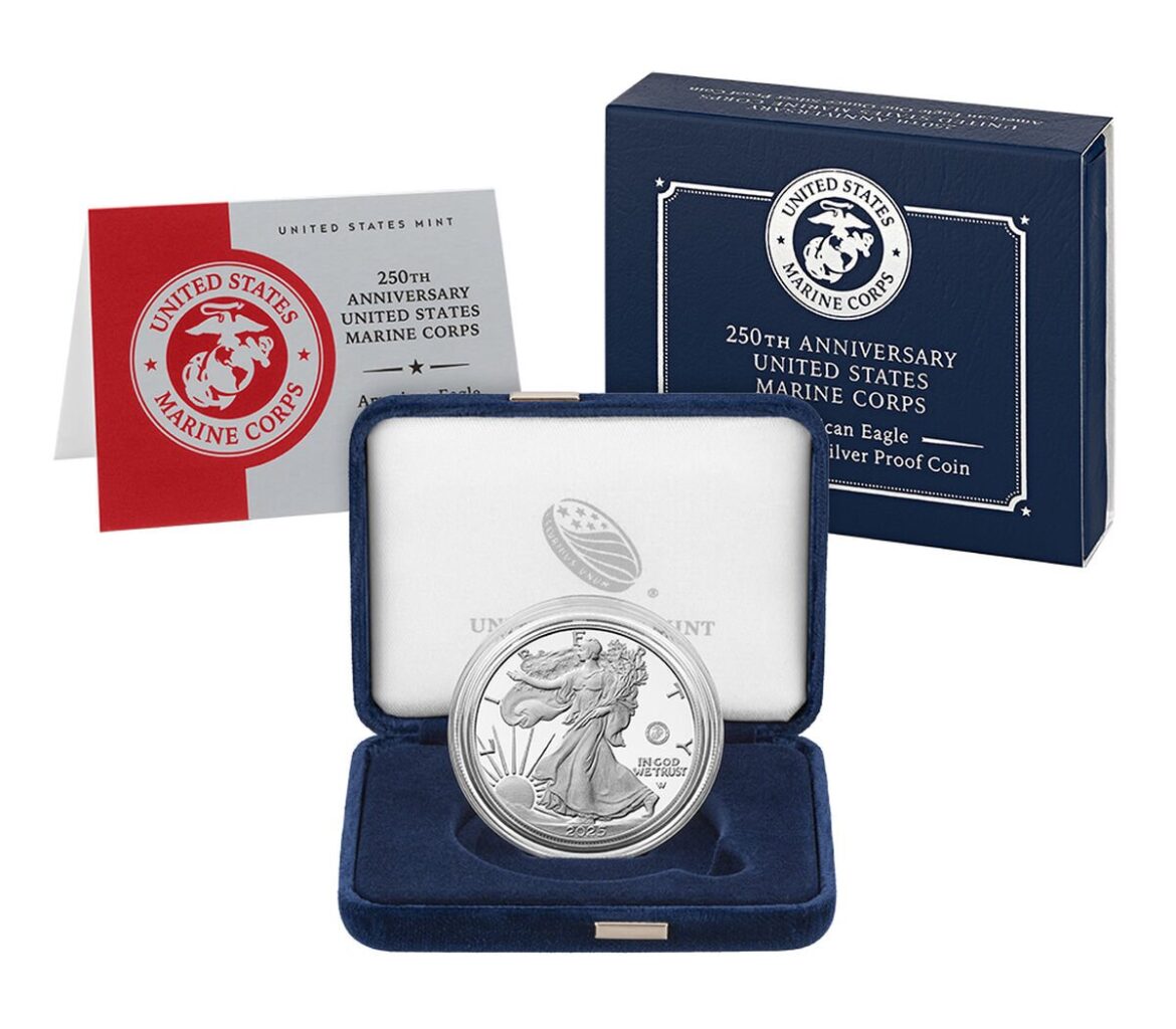 2025 250th Anniversary US Marine Corps Proof Silver American Eagle ...